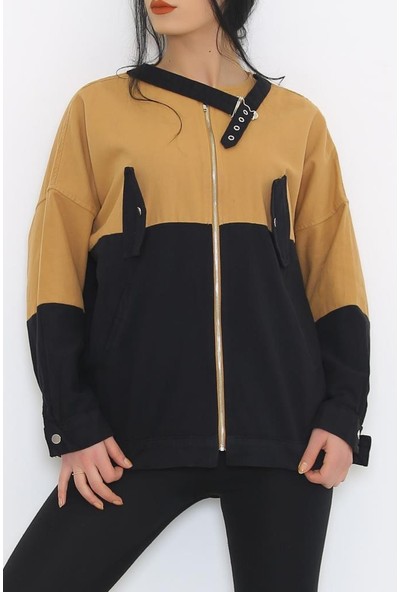 Yezaa Yaka Kemerli Gabardin Ceket Sütlükahve - 8949.1367.