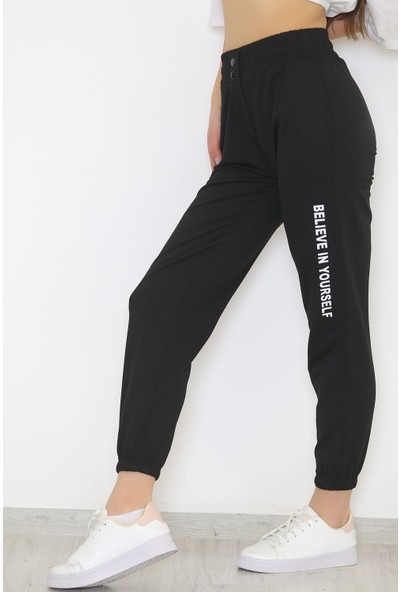 Modern Vitrin Geniş Kemer Eşofman Altı Siyah - 330151.1577. Modern Vitrin Geniş Kemer Eşofman Altı Siyah - 330151.1577.