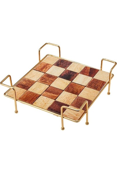 Aden Home Cam Tepsi Sunumluk - Peçetelik - Kurabiyelik Dama Desenli Aden Home Cam Tepsi Sunumluk - Peçetelik - Kurabiyelik Dama Desenli