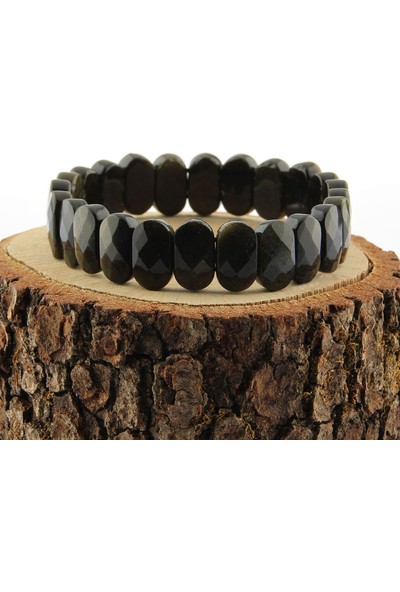 Osmanlı Doğal Taş Obsidyen Doğal Taş Rolex Bileklik 15 mm - B778 Osmanlı Doğal Taş Obsidyen Doğal Taş Rolex Bileklik 15 mm - B778