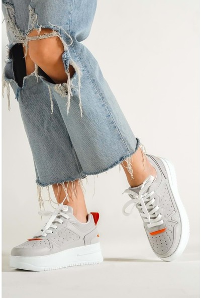 Life İs Shoes Marita 4cm Topuklu Kadın Sneakers - Gri - 38