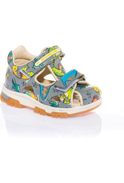 Minimen 2384-12 Içi Dışı Hakiki Deri Yarı Ortopedik Günlük Cırtlı Çocuk Sandalet