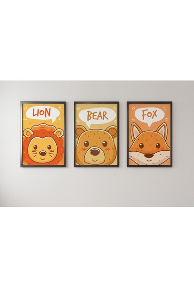 Uckanlar 3'lü Tablo Seti Dekor Çocuk Odası Hayvanlar Dekoratif Siyah Çerçeveli Uckanlar 3'lü Tablo Seti Dekor Çocuk Odası Hayvanlar Dekoratif Siyah Çerçeveli