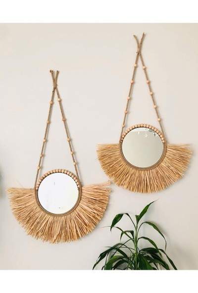 Kara.shome Rafya Halatlı Yelpaze 2li Set