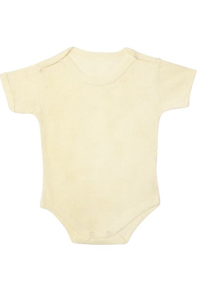 Berlin Shop Sevi Bebe Jakarlı Yarım Kollu Body - Krem 12 Ay
