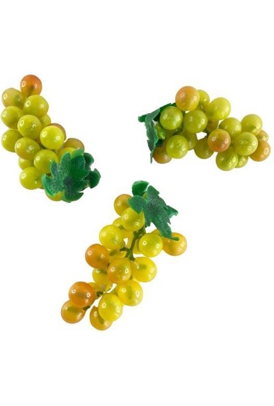 Yapay Meyve 3 Adet Yeşil Üzüm Küçük Boy Süs Dekoratif Sahte Meyve