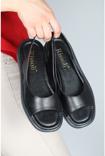 Carla Bella Ortopedik Rahat Taban Tokalı Siyah Kadın Sandalet RSS-450