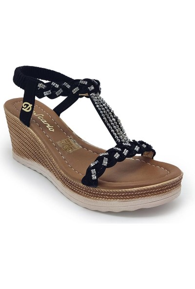 De Scario 220 Siyah Dolgu Tasli Günlük Sandalet