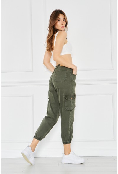 Comstarmoda Kadın Jogger Paça Lastikli Kargo Cepli Gabardin Kadın Pantolon Comstarmoda Kadın Jogger Paça Lastikli Kargo Cepli Gabardin Kadın Pantolon