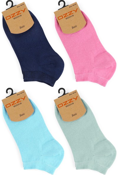 Ozzy Socks 4'lü Pamuklu Renkli Kadın Patik Çorap Ozzy Socks 4'lü Pamuklu Renkli Kadın Patik Çorap