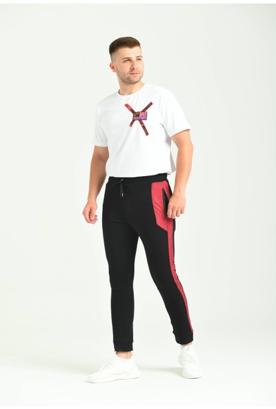 Linke Paraşüt Şerit Siyah Pantolon