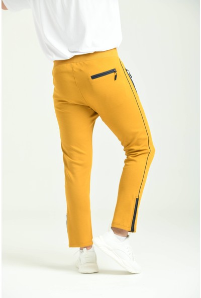 Linke Paça Fermuarlı Hardal Fit Pantolon