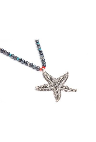 Capra Deniz Yıldızı Ceyt Taşlı Uzun Kolye