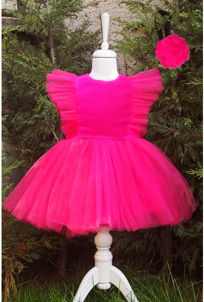 Shecco Babba Kız Çocuk Tül Detaylı Fuşya Tütü Elbise Bandana Takım Shecco Babba Kız Çocuk Tül Detaylı Fuşya Tütü Elbise Bandana Takım