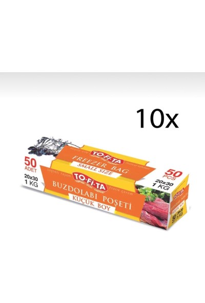 To-fi-ta Küçük Boy Buzdolabı Poşeti 50'li 20 x 30 cm 10'lu To-fi-ta Küçük Boy Buzdolabı Poşeti 50'li 20 x 30 cm 10'lu