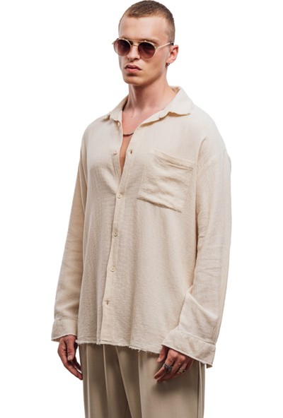 Oversize Ince Gömlek Krem Oversize Ince Gömlek Krem