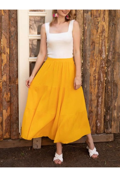 Space Üç Katlı Fırfırlı Etek