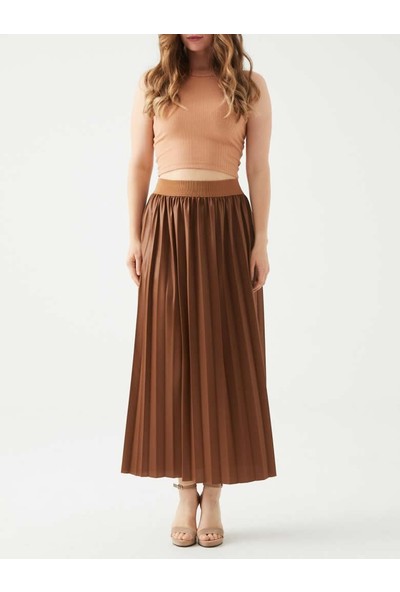 Space Bel Lastikli Pileli Etek