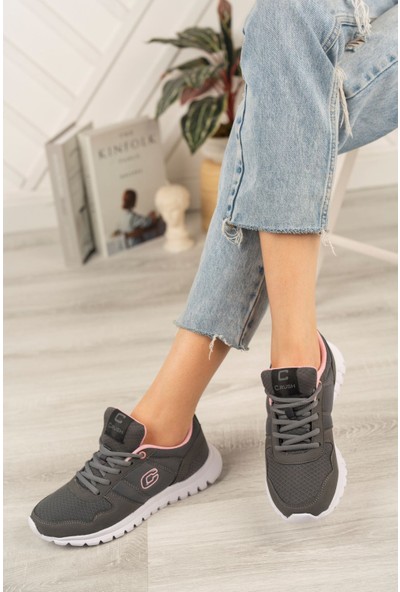 Epaavm Bağcıklı Fileli Füme Kadın Spor Ayakkabı