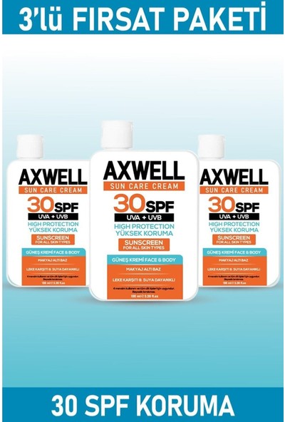 Sun Care Cream Güneş Kremi Yüksek Koruma 30 Spf 100ML 3 Lü Seti Sun Care Cream Güneş Kremi Yüksek Koruma 30 Spf 100ML 3 Lü Seti