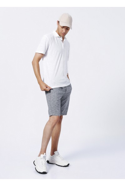 Fabrika Lacivert Erkek Keten Karışımlı Bermuda Şort Seto