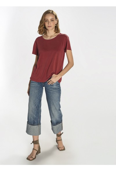 Ngstyle Bordo Kadın T-Shirt NGKSS22TS0001 Ngstyle Bordo Kadın T-Shirt NGKSS22TS0001