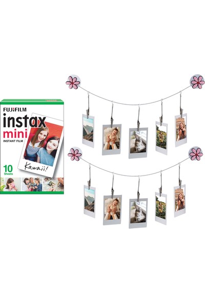 Instax Tüm Mini Makineler ile Uyumlu 10'lu Film ve 10'lu Resim Askısı