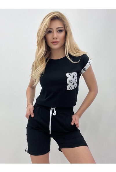 Rengamoda Lv Desen Şort Bluz Ikili Takım (Renk Seçenekli) Rengamoda Lv Desen Şort Bluz Ikili Takım (Renk Seçenekli)