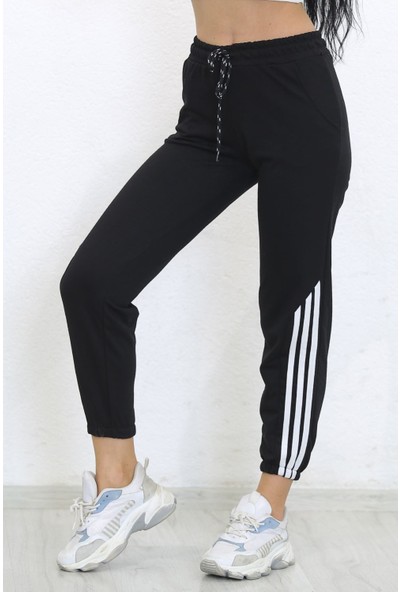 Hepsiyenimoda Yarım Şeritli Eşofman Altı Siyah Hepsiyenimoda Yarım Şeritli Eşofman Altı Siyah
