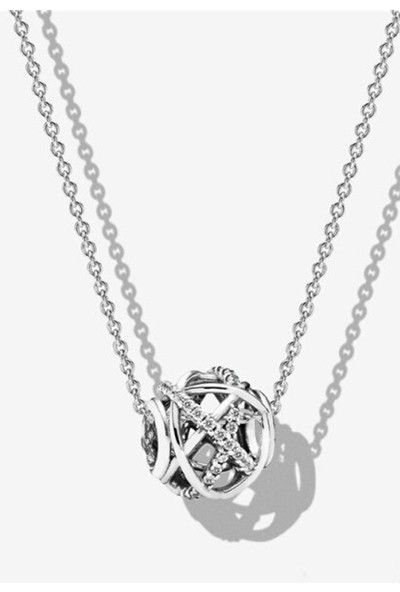 Ince Işlemeli 925 Ayar Gümüş Taşlı Kolye