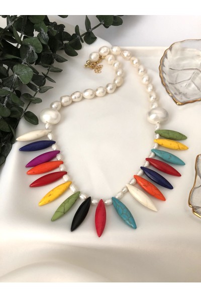 La Rouge Barok Incili Turkuaz Taşlı Kolye Özel Seri La Rouge Barok Incili Turkuaz Taşlı Kolye Özel Seri