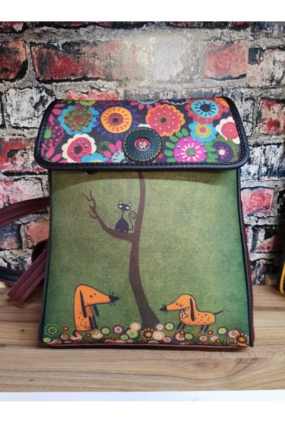 Bohem Kadın Kapaklı Sırt Çantası Vegan