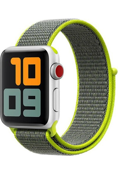 Regetto Apple Watch 7 41MM Kordon Hasırlı Kumaş Koyu Yeşil