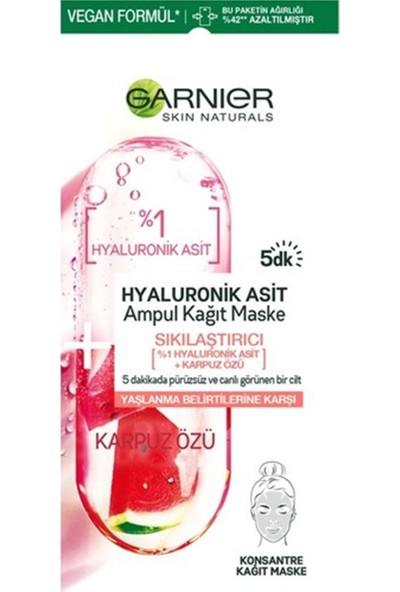 Garnıer Skın Naturals Hyaluronik Asit Ampul Kağıt Maske Sıkılaştırıcı