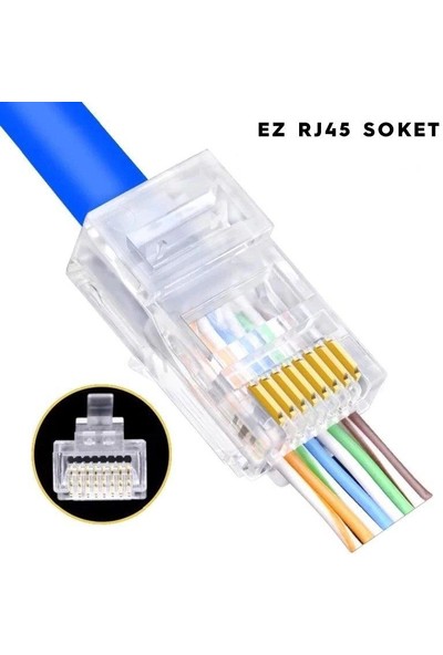 Powermaster Ez RJ45 Cat5-Cat6 Açık Uçlu Soket 8P8C 25Adet Powermaster Ez RJ45 Cat5-Cat6 Açık Uçlu Soket 8P8C 25Adet