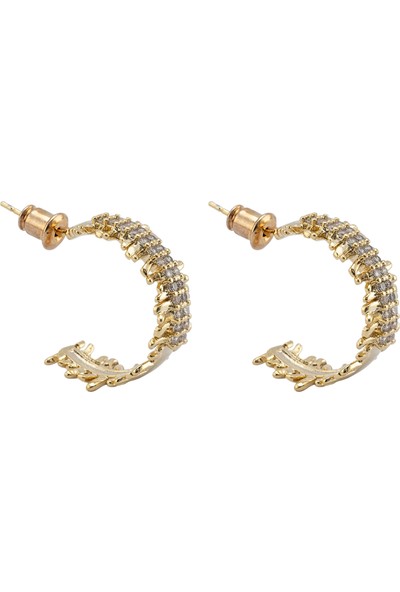 TUE Jewellery 14 Ayar Altın Kaplama Taş Detaylı Küpe