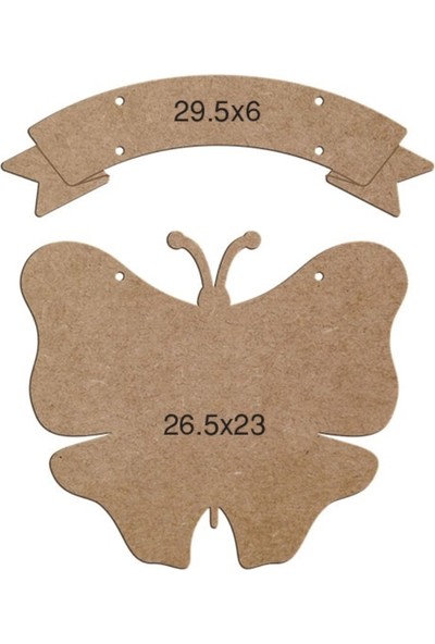 Alife L115 Kelebek Kapı Süsü, Boyasız Mdf Kara Tahta