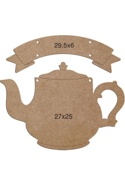 Alife L116 Çaydanlık Kapı Süsü, Boyanabilir Mdf Kara Tahta