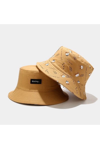 Hsexcel Yaz Balıkçı Şapkası Sevimli Vahşi Güneş Şapkası Gelgit Japon Tarzı Sanatsal Güneş Geçirmez Havza Şapka (Yurt Dışından)