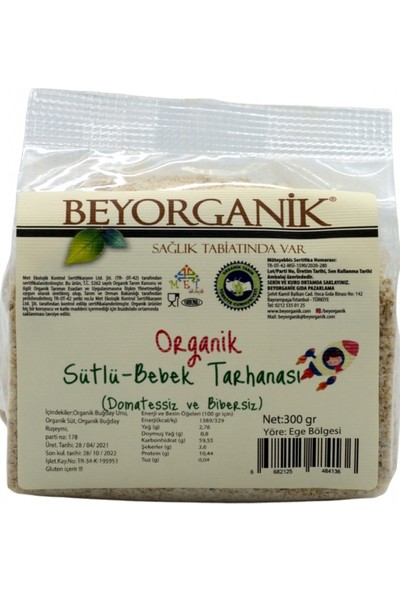 Beyorganik Organik Bebek Tarhanası Sütlü Domatessiz ve Bibersiz 300GR