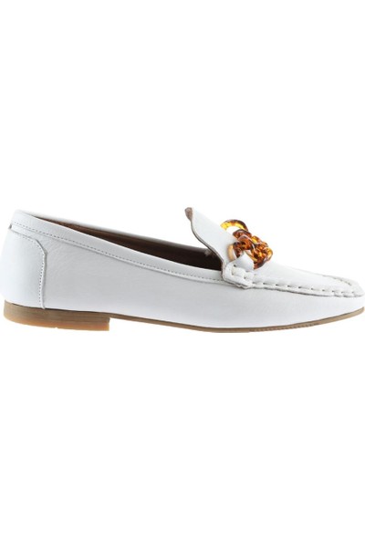 Bueno Shoes Beyaz Deri Kadın Düz Ayakkabı