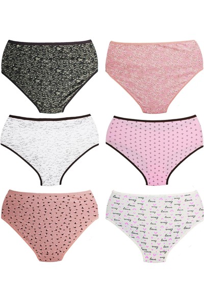 İlbaş Kadın Desenli Penye Pamuk Likralı Külot 6'li Paket