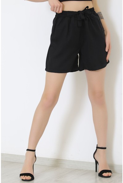 Aygi Beli Lastikli Şort Siyah