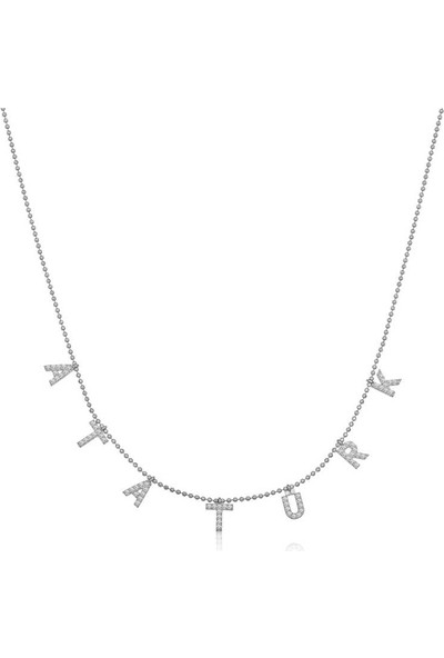 Gumush Gümüş Atatürk Yazılı Bayan Kolye