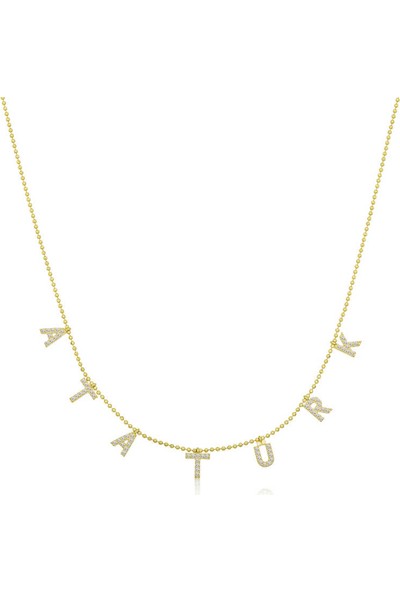 Gumush Gümüş Atatürk Yazılı Bayan Kolye