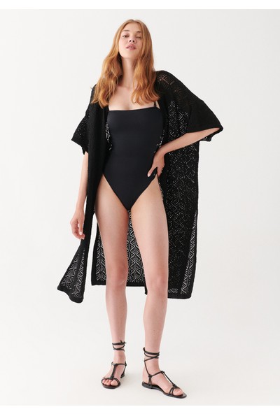 Mavi Uzun Siyah Hırka