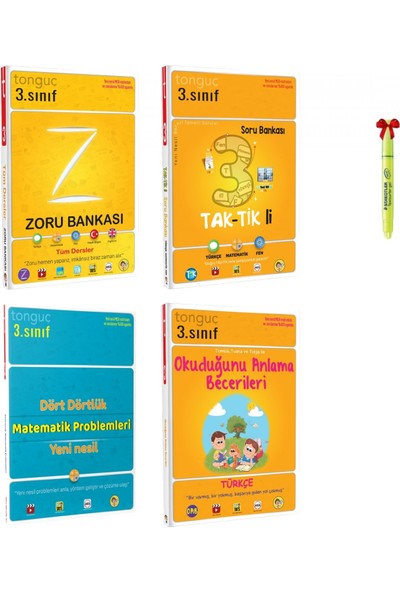 Tonguç Yayınları 3. Sınıf Zoru,3 Taktikli Soru Bankası, Dört Dörtlük Matematik ve Okuduğunu Anlama Tonguç Yayınları 3. Sınıf Zoru,3 Taktikli Soru Bankası, Dört Dörtlük Matematik ve Okuduğunu Anlama