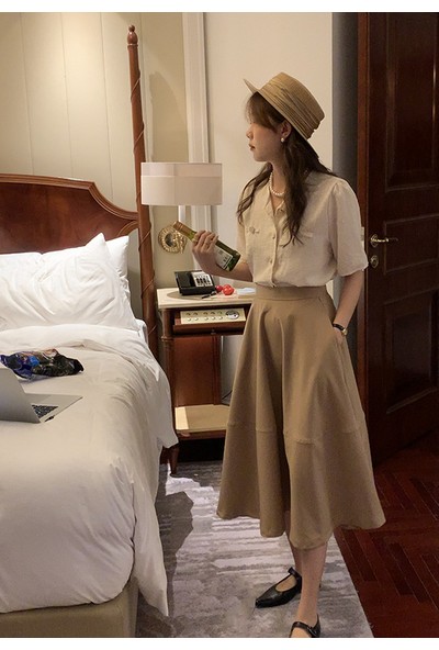 Muzi Kısa Kollu Kadın Gömlek (Yurt Dışından)