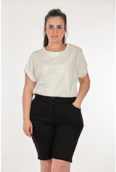 T.Saraçoğlu Tolga Saraçoğlu Büyük Beden Siyah Kadın Şort 22YPNT30052 T.Saraçoğlu Tolga Saraçoğlu Büyük Beden Siyah Kadın Şort 22YPNT30052