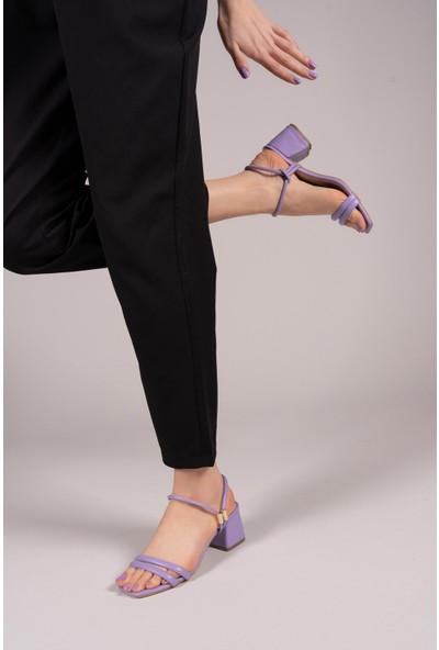 Riccon Lila Kadın Topuklu Sandalet 0012390